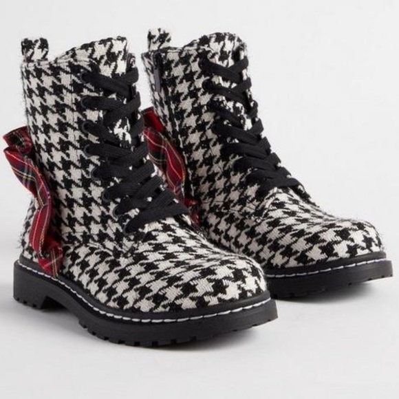 torrid | Shoes | Torrid Betsey Johnson Houndstooth Combat Ruffle Boot ...